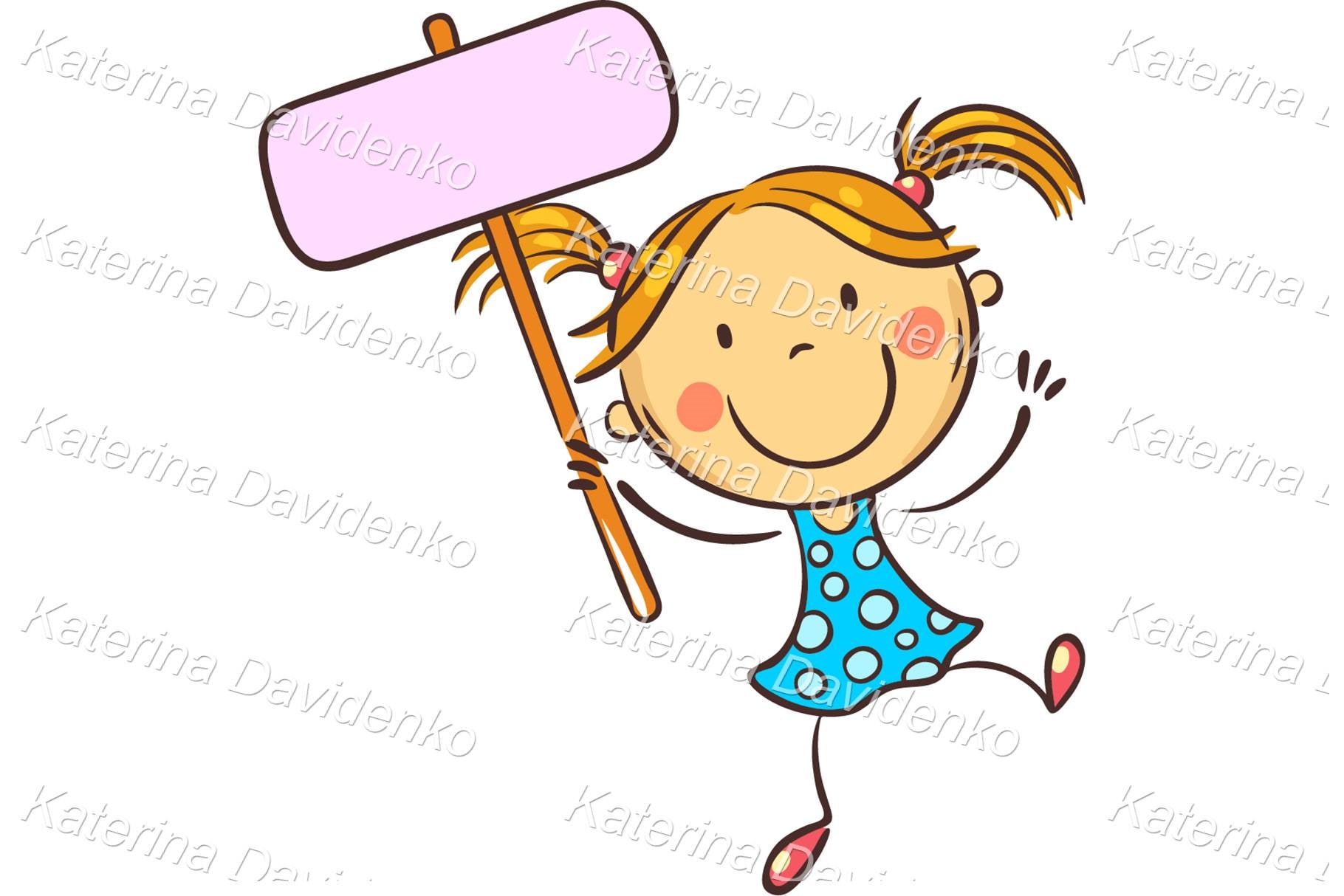 Seasons Kids Clipart Set. Cute Cartoon Children With Weather Signs ...