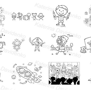 Doodle Cartoon Kids Creative Activities Clipart Bundle. Children ...
