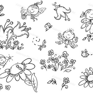 Set of Cartoon Little Fairy Clipart. Vector Illustration for Children ...