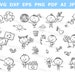 Doodle Kids Clipart. Set of Cartoon Kids Holding Different Objects Like ...