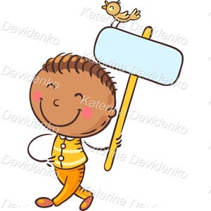 Seasons Kids Clipart Set. Cute Cartoon Children With Weather Signs ...