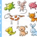 Set of Sketchy Cartoon Pets Clipart Vector Illustration. Animals Image ...