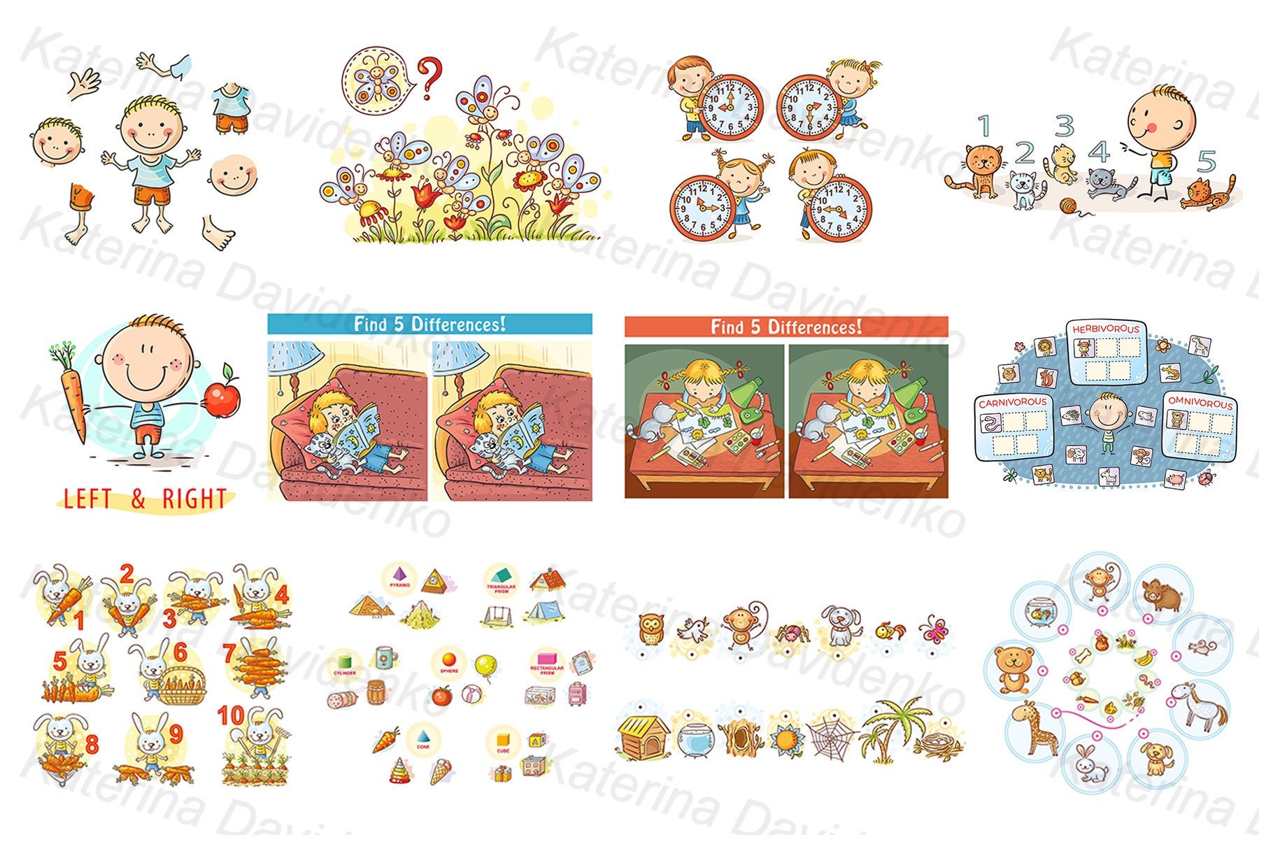 Learning Activities Clipart. Logic Games and Tasks for Children. Back ...