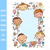 Cartoon Children Clipart. Happy Kids Holding a Big Flag With a Copy ...
