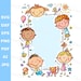 Cartoon Children Clipart. Happy Kids Holding a Big Flag With a Copy ...