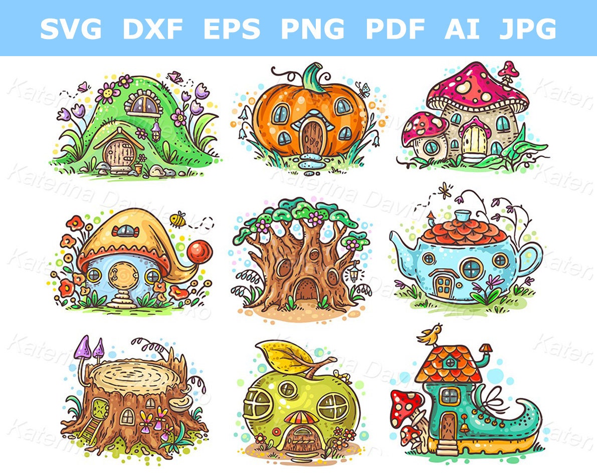 Gnome House Clipart Scrapbook