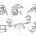 Set of Kids Playing Outdoors Little Children Activities Clipart Doodle ...
