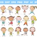 Hand Drawn Cartoon Chilren Doodle Cute Happy Kids Image Clipart Set - Etsy