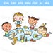 Cartoon Kindergarten Kids Playing on the Carpet. Children Do Creative ...