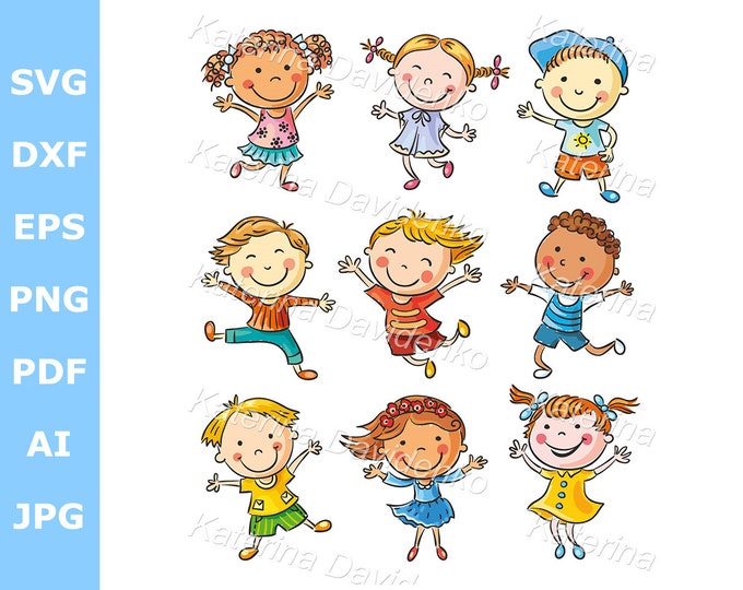 Cartoon Kids Faces Emotions Clipart. Set of 4 Pictures With Cartoon ...