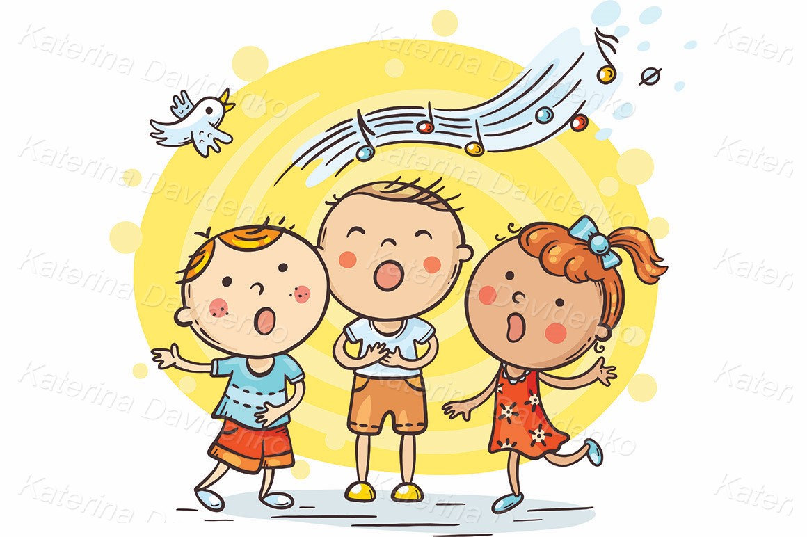 Children Singing Songs. Happy Kids Clip Art Illustration Kids - Etsy ...