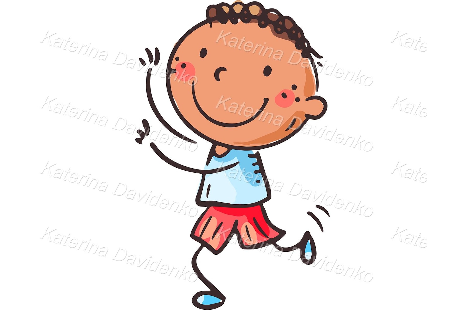 Happy Cartoon Kids Clipart Set. Group of Dancing Children. Funny Kids ...