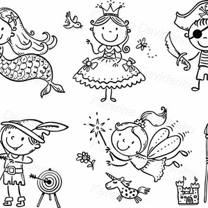 Clipart Set of Kids in Costumes of Fairytale Characters Like Fairy ...