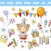 Kid Birthday Clipart Set. Happy Little Girl Having Birthday. Party ...