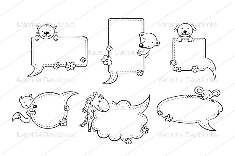Cartoon Animals With Speech Bubbles Clipart for Kids - Etsy