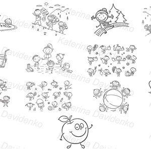 Healthy Lifestyle Clipart. Cartoon Kids and Families Doing Sports and ...