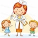 Happy Cartoon Doctor With Kids. Healthcare Clipart. Cute Doctor With ...