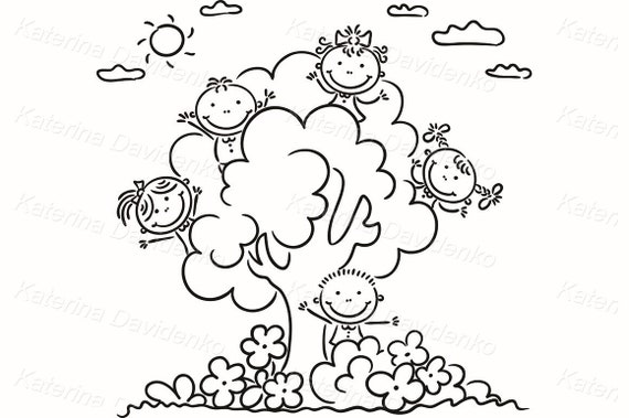 Children Playing Clip Art Black And White