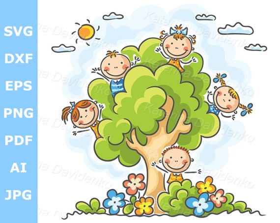 Cartoon Kids Clipart Illustration Happy Kids Playing in the - Etsy