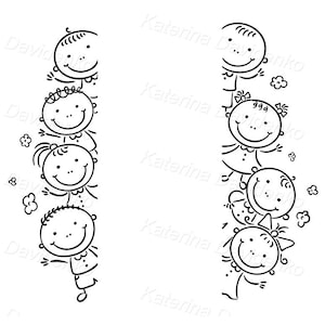 Kids Clipart Svg. Frame or Borders With Happy Kids Peeping Out. Frame ...