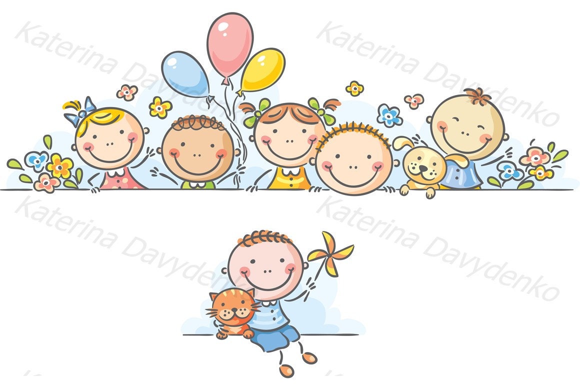 Cartoon Happy Doodle Kids Frames Borders Corners or Banners - Etsy UK