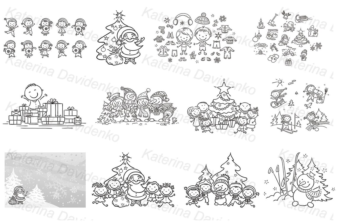 Christmas and Winter Kids Clipart Bundle Cartoon Christmas - Etsy
