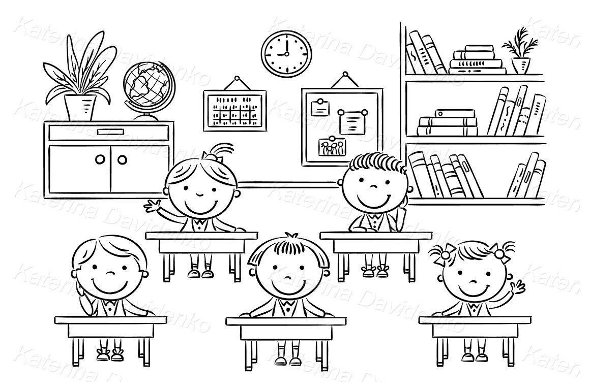 English Classroom Clipart Black
