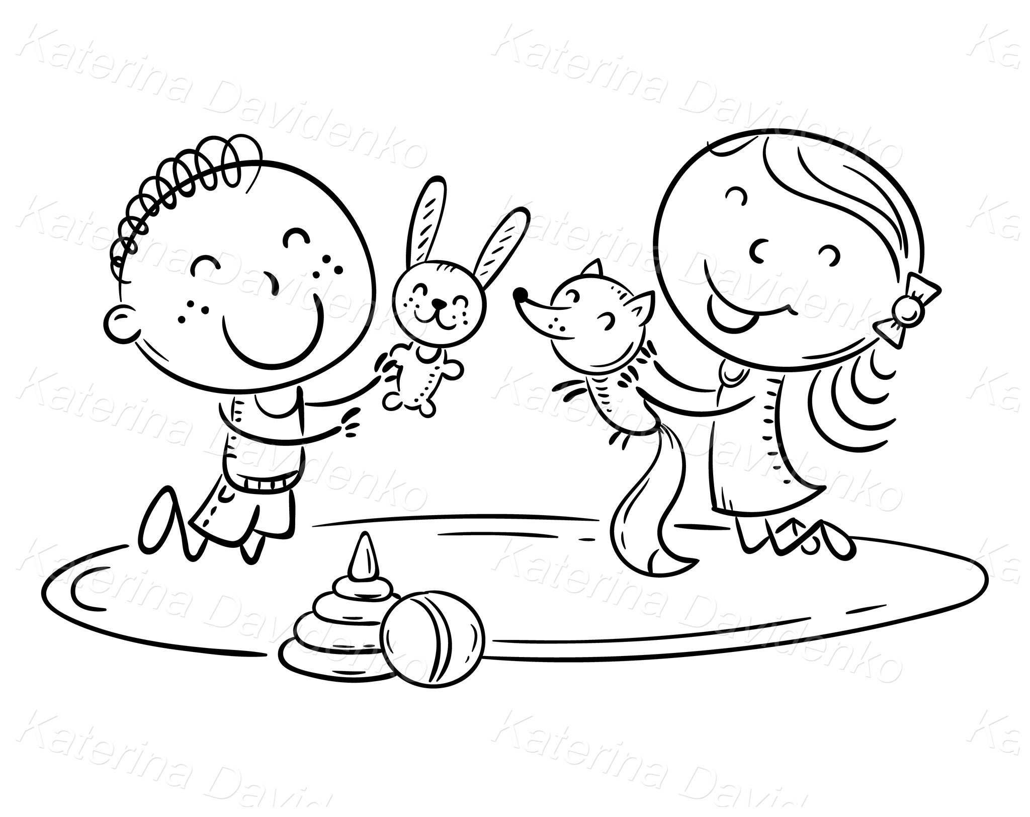 Children Playing Clip Art Black And White