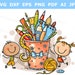 Happy Kids Creative Clipart. Children With Crafting Tools. Kids Clipart ...