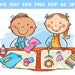 Cartoon Doodle School Kids Enjoy Crafting Together - Children Creative ...