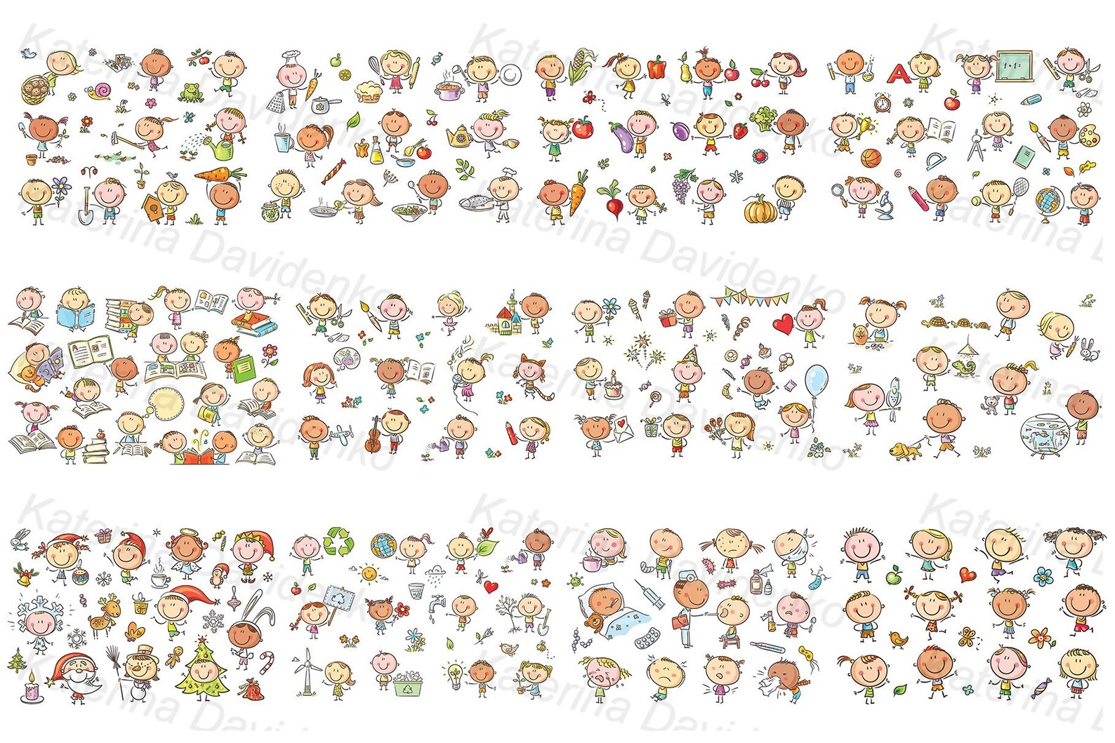 Children Activities Big Bundle Clipart. Kids Thematic Illustrations - Etsy