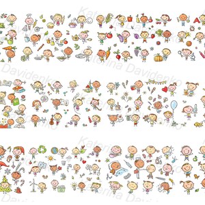 Kids Bundle Clipart. Doodle Cartoon Kids Clip Art Set. Children Vector ...