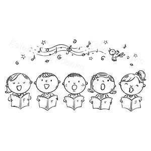 Cartoon Children Choir Clipart. Kids Choir Singing. Group of Children ...