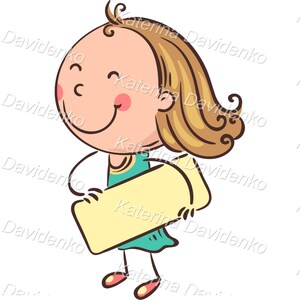 Weather and Seasons Clipart. Set of Cartoon Kids Holding Signs With ...