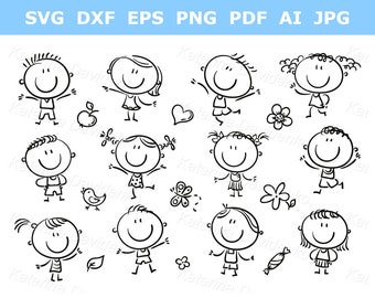 Cartoon Happy Kids Illustration Clipart Image Files - Etsy