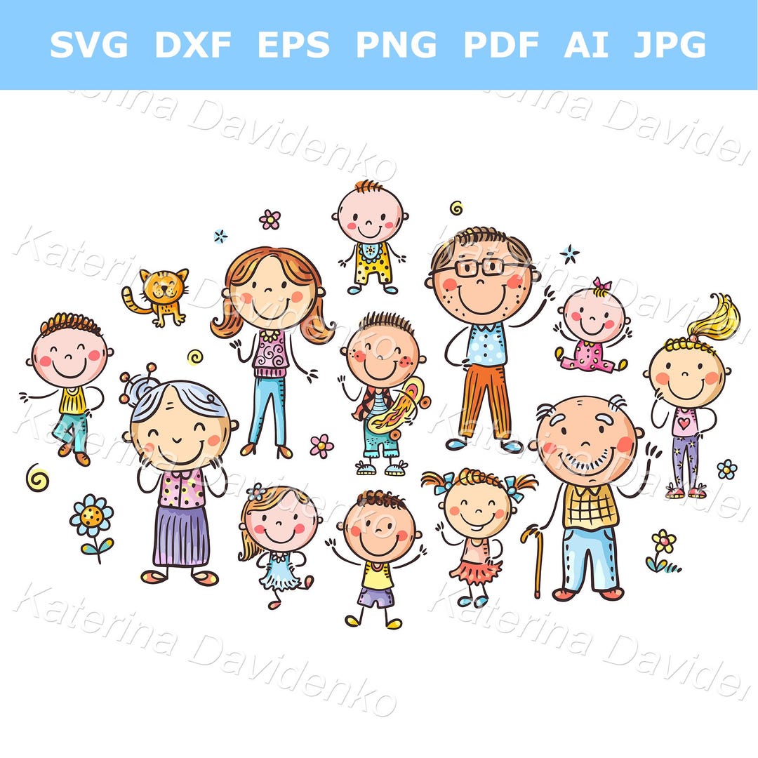 Cute Cartoon Family Members, Isolated Characters, Family Clipart Set ...