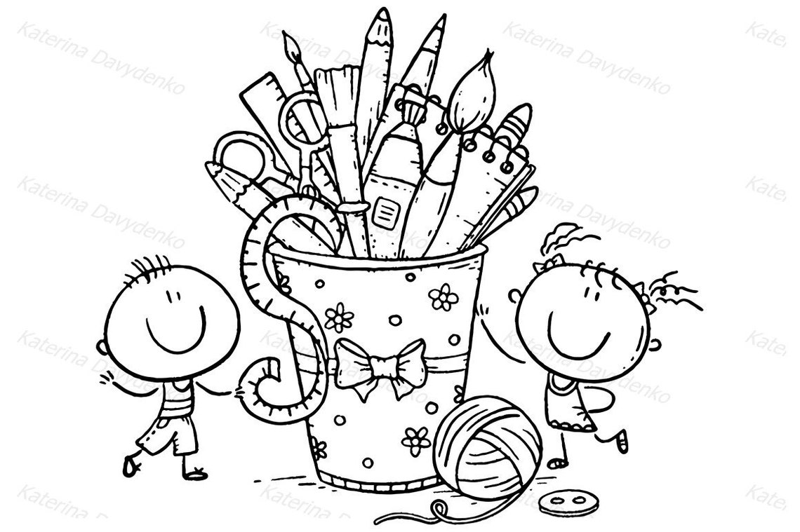 Happy Kids Creative Clipart Children With Crafting Tools. - Etsy
