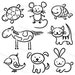 Set of Sketchy Cartoon Pets Clipart Vector Illustration. Animals Image ...