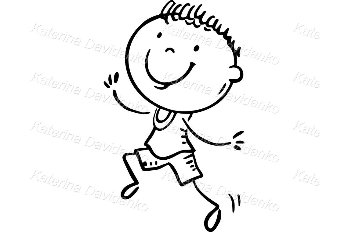 Happy Cartoon Kids Clipart Set. Group of Dancing Children. Funny Kids ...