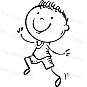 Happy Cartoon Kids Clipart Set. Group of Dancing Children. Funny Kids ...