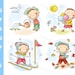 Season Weather Clipart Set. Cartoon Doodle Boy Activities During the ...