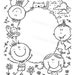 Cartoon Children Clipart Oval Frame With Happy Doodle Kids With a Copy ...