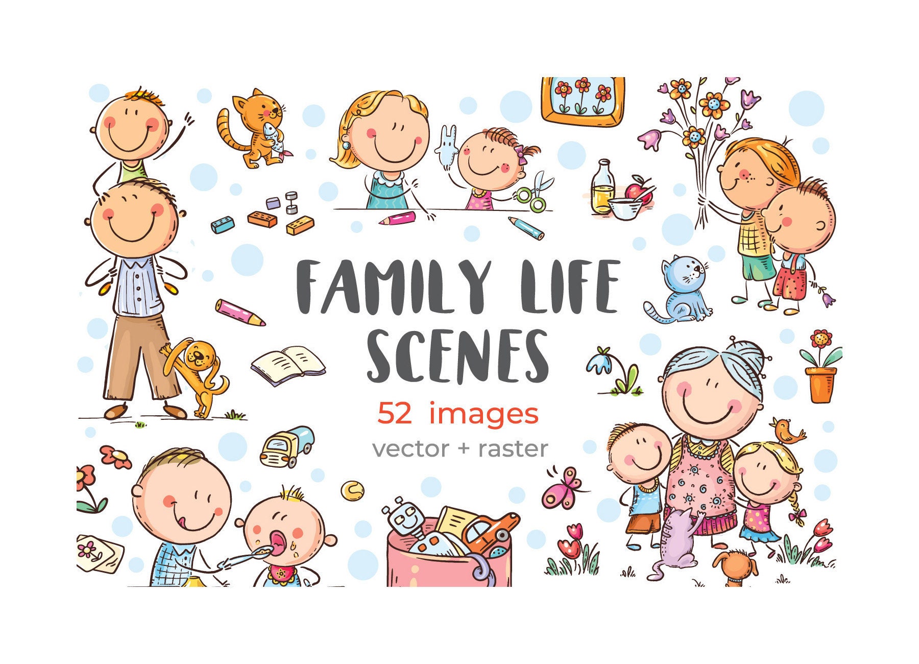 Cartoon Doodle Family Clip Art Bundle Family Life Scenes - Etsy UK