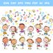 Cartoon Kids Emotions Clipart Set. Doodle Boy and Girl, Children ...