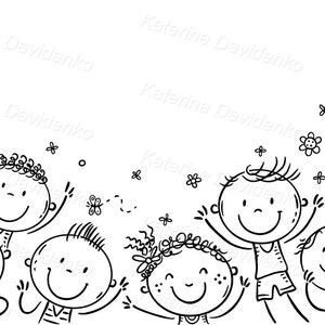Stick Figure Cartoon Kids Background With a Copy Space Children Clipart ...