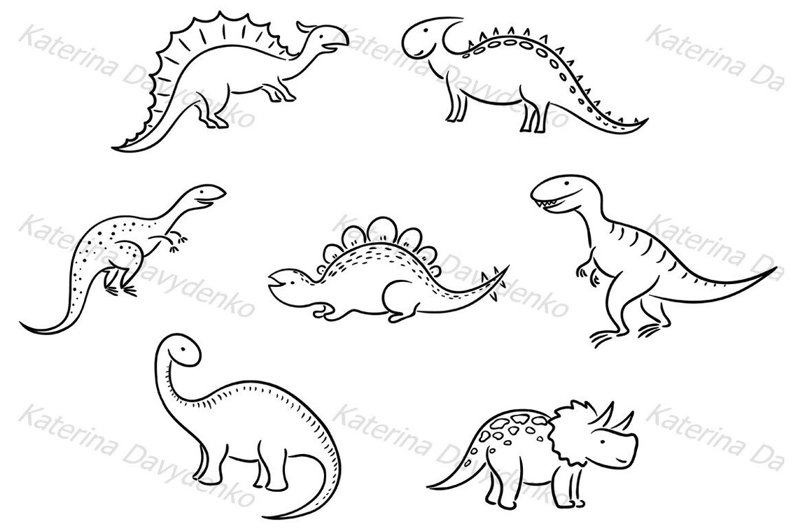 Cartoon Dinosaur Clipart Set T Rex Tyrannosaurus Dino Raptor - Etsy