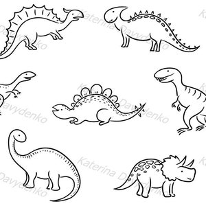 Cartoon Dinosaur Clipart Set. T Rex Tyrannosaurus Stickers Set for Kids ...