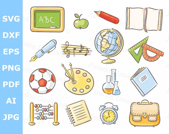 Set of 16 School Thing Representing Different Subjects. | Etsy