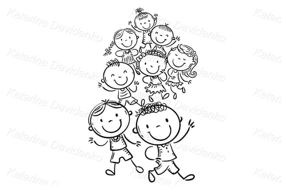 Kids Running Clip Art Black And White