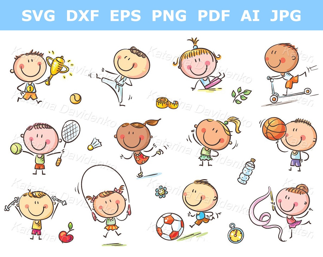 Kids Being Active Clipart